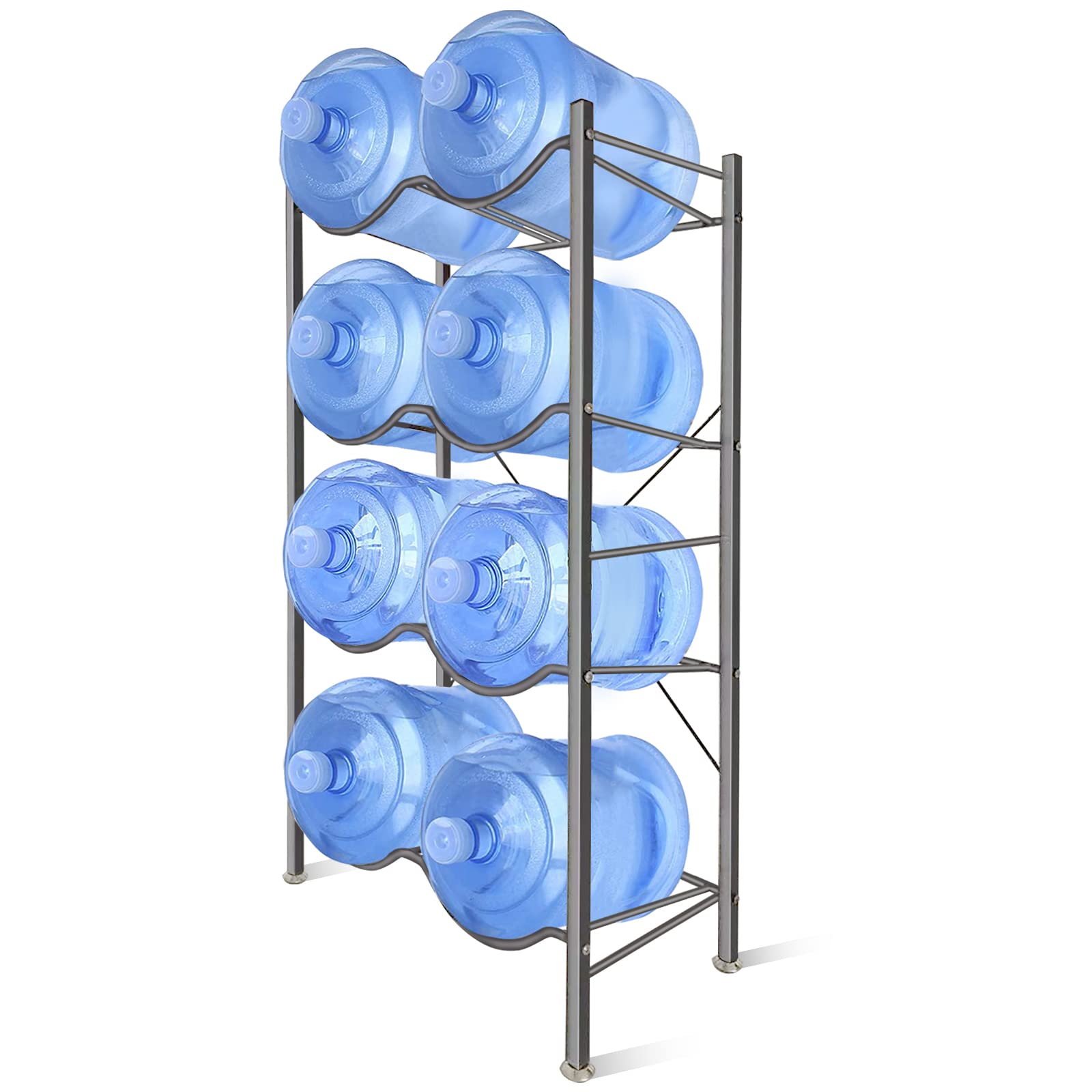 SKY-TOUCH 4-Tier Heavy Duty 8 Bottles of 5 Gallon Water Organizer Space ...