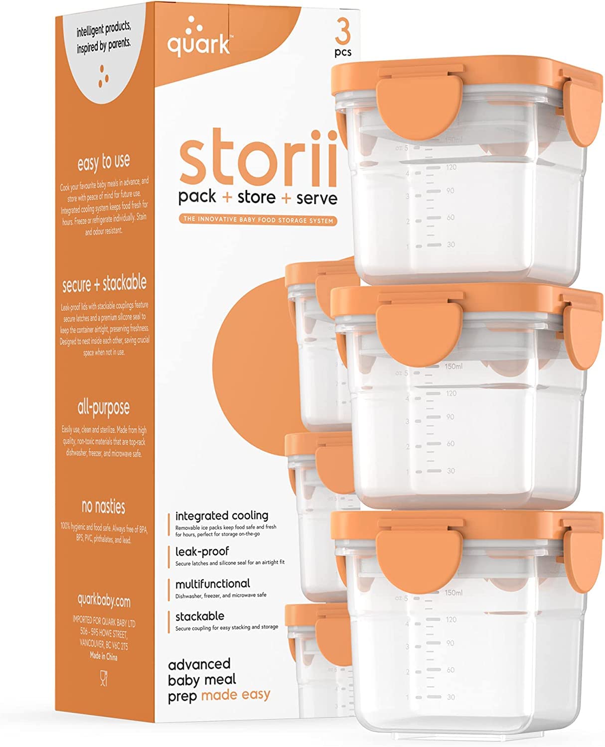 Amazon.com: Quark Storrii Baby Food Containers with Lids Freezer Safe ...