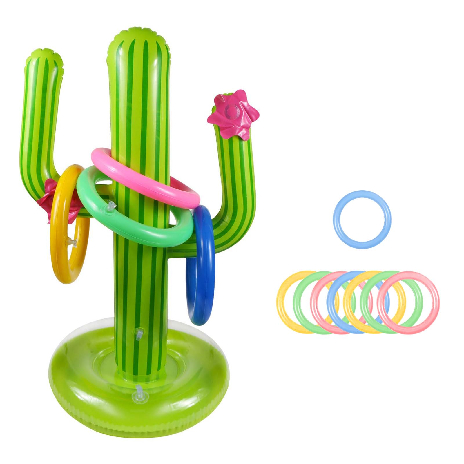 Buy 9 Pieces Cactus Ring Toss Game Set Inflatable Cactus, Plastic Ring ...