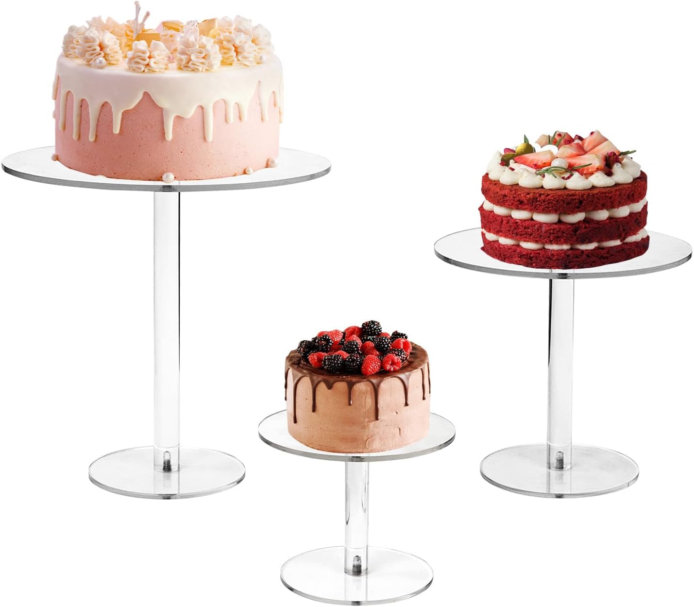 Amazon.com | 3 PCS Acrylic Cake Stand Set, Round Tall Cake Stand ...