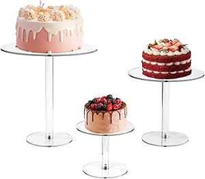 Amazon.com | 3 PCS Acrylic Cake Stand Set, Round Tall Cake Stand ...
