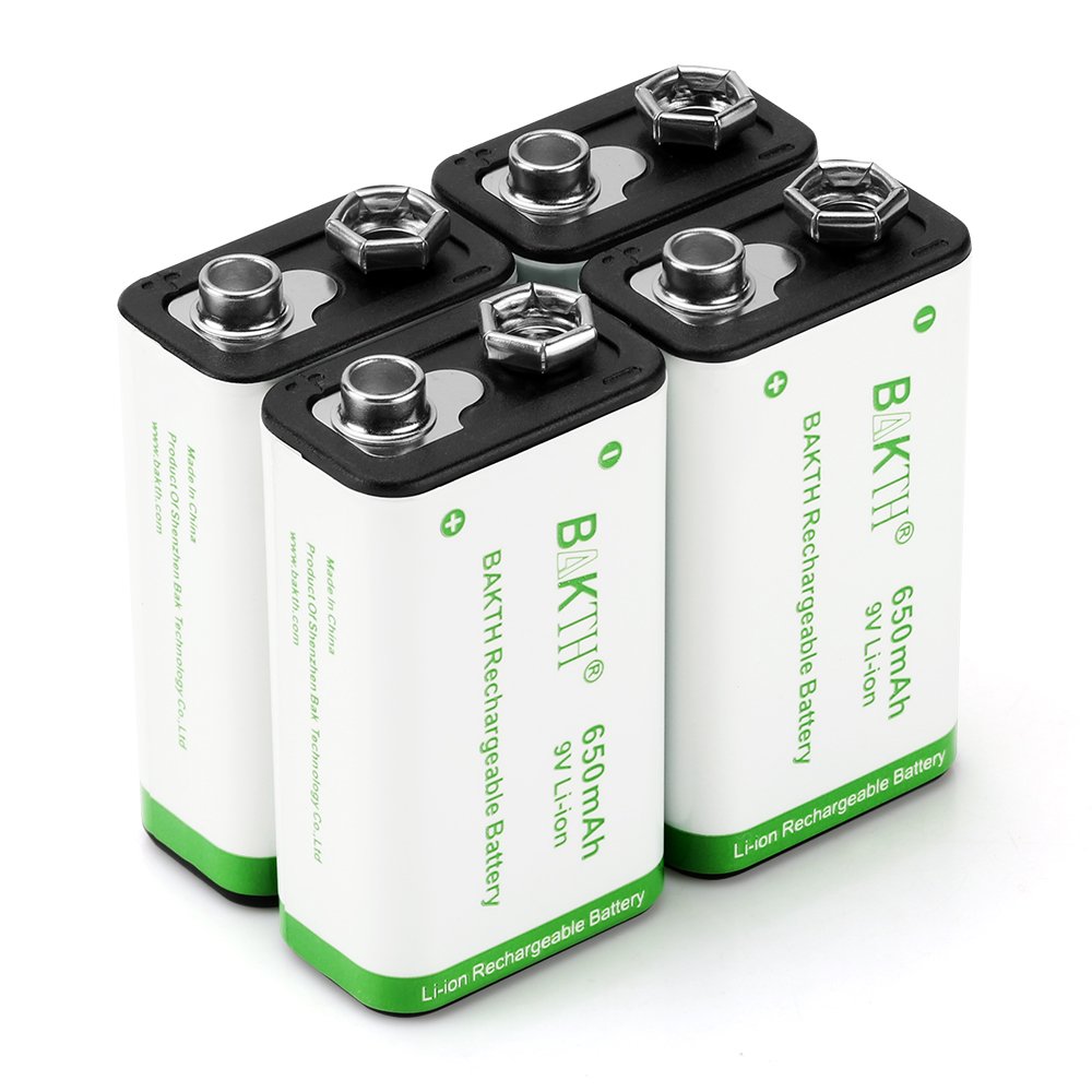 Buy BAKTH 9V Advanced Li-ion Battery 9 Volt 650mAh High Capacity Low ...