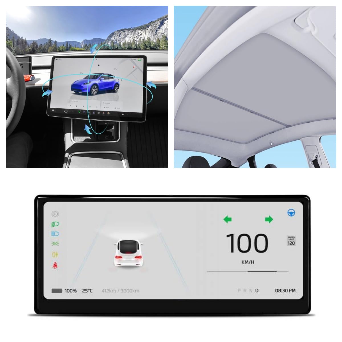 Amazon.com: AAMHHM Tesla Screen Swivel Mount & Display & Tesla Model Y ...