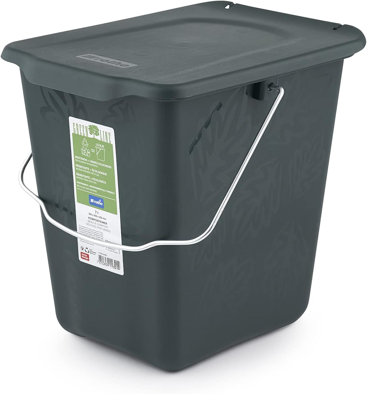 Rotho Compost bin Greenline 7l en vert, plastique, vert foncé, brut (7 ...