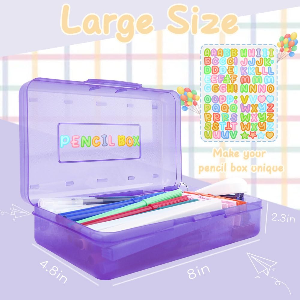 Snapklik.com : Purple Hard Pencil Case Plastic Clear Pencil Box Crayon ...