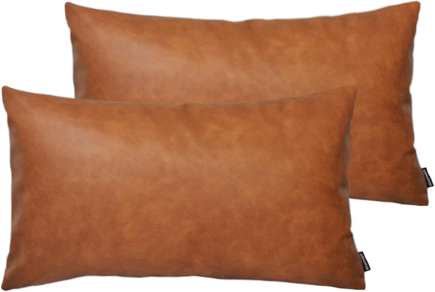 Amazon.com: HOMFINER Set of 2 Thick Faux Leather Lumbar Throw Pillow ...
