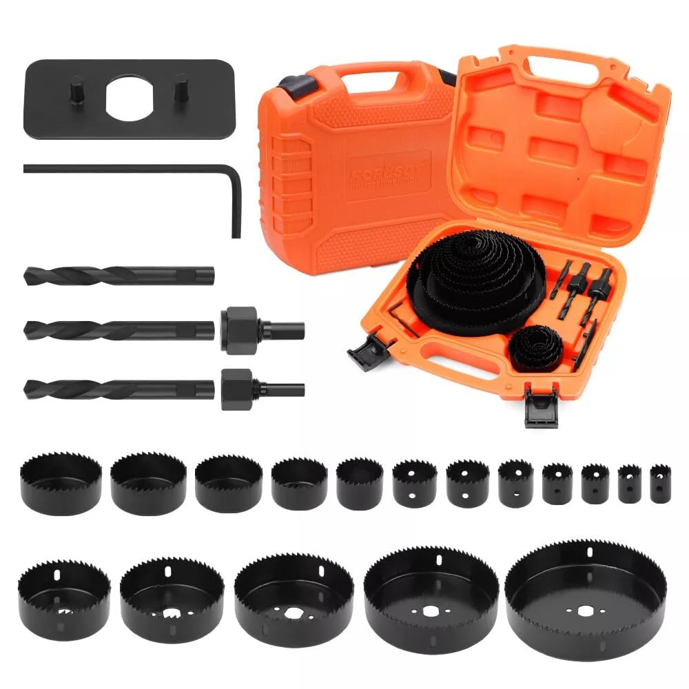 HORUSDY 24-Piece Hole Saw Kit, High-Precision, Wear-Resistant Carbon ...
