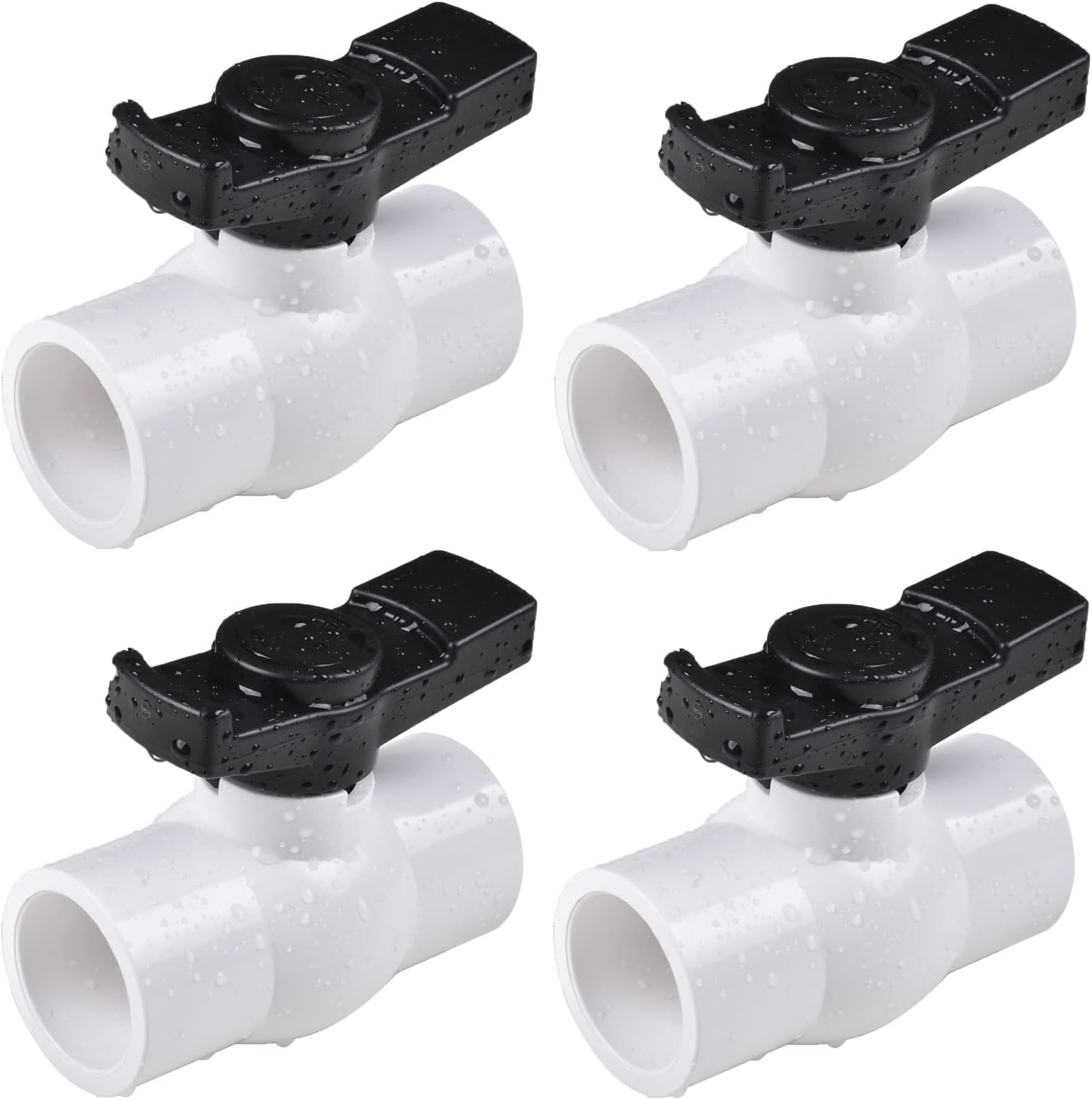 Amazon.com: (4 Pcs) 1-1/2" PVC Ball Valve, Shut-Off Valve Socket with ...