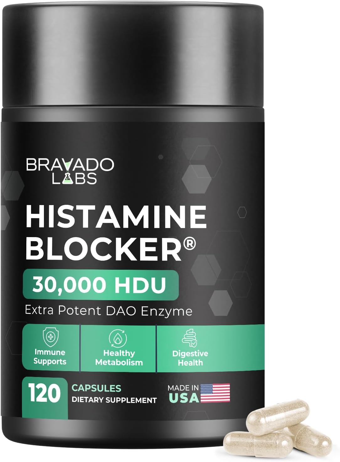 Amazon.com: Bravado Labs DAO Supplements Histamine Blocker – Extra ...
