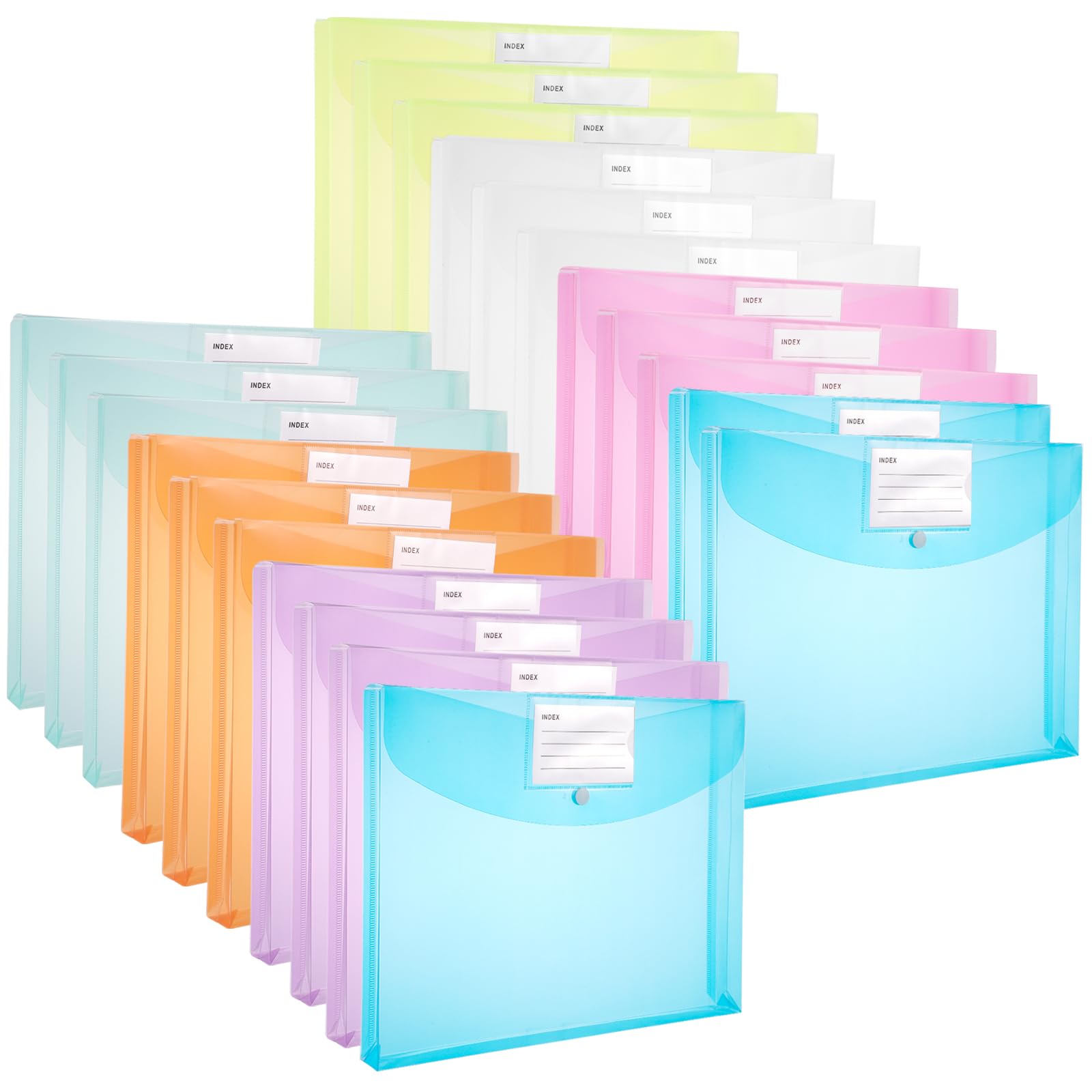 Plastic Wallets A4, 21 Pack Plastic File Folders A4 Document Folders ...