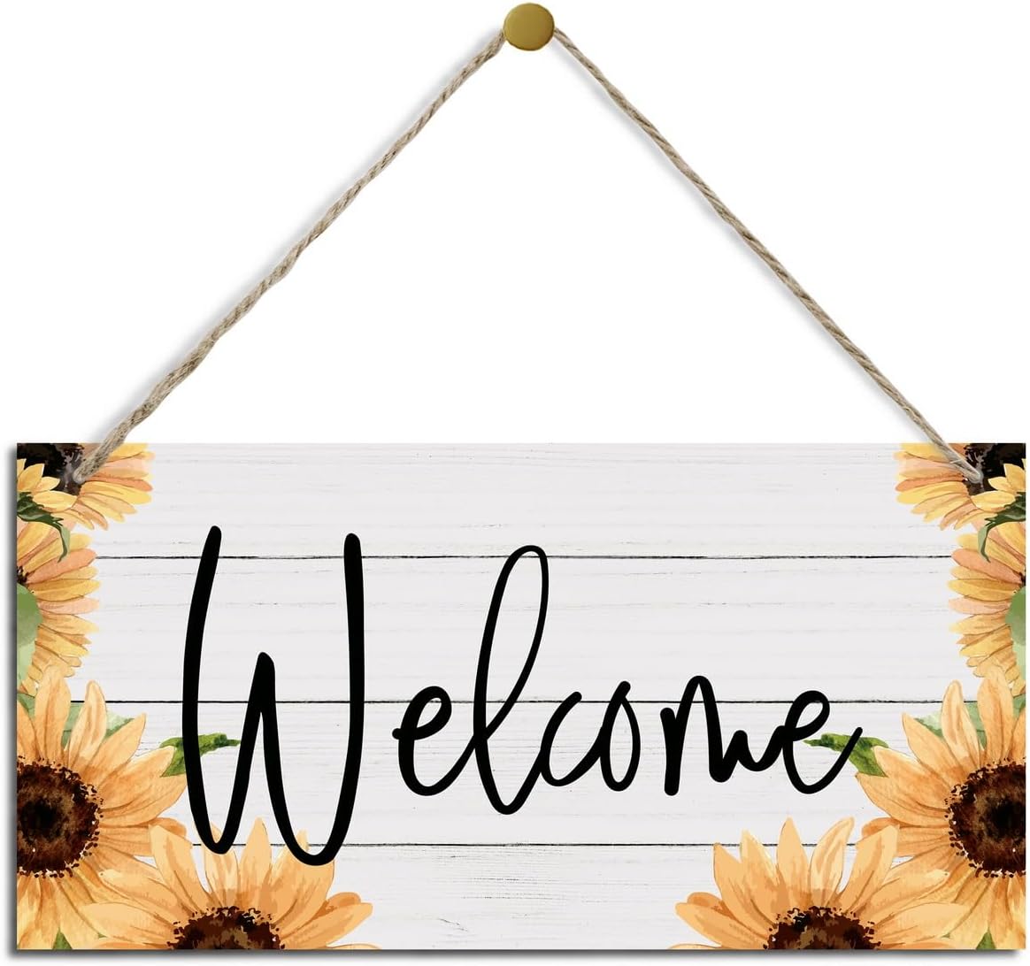 Amazon.com : Welcome Wood Signs, Sunflower Decor, Decorative Wood ...