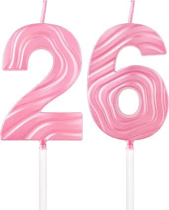 Amazon.com: iNINGER Pink Number Candles,Number 26 Birthday Candle,Pink ...