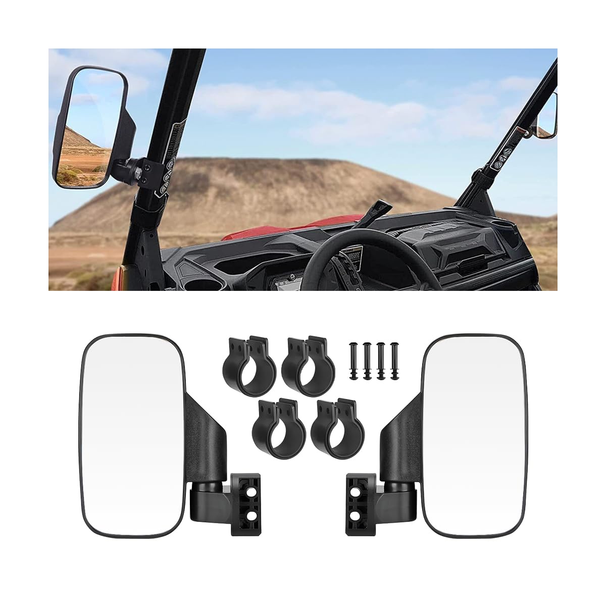 Amazon.com: 8sanlione UTV Mirrors, UTV Side Mirrors Adjustable Rearview ...