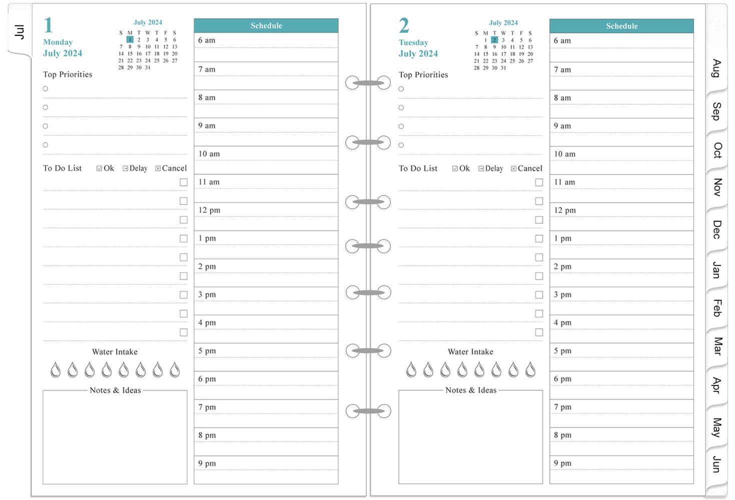 Snapklik.com : 2024-2025 Planner Refills For Mini 3 Or 7 Ring Binders ...
