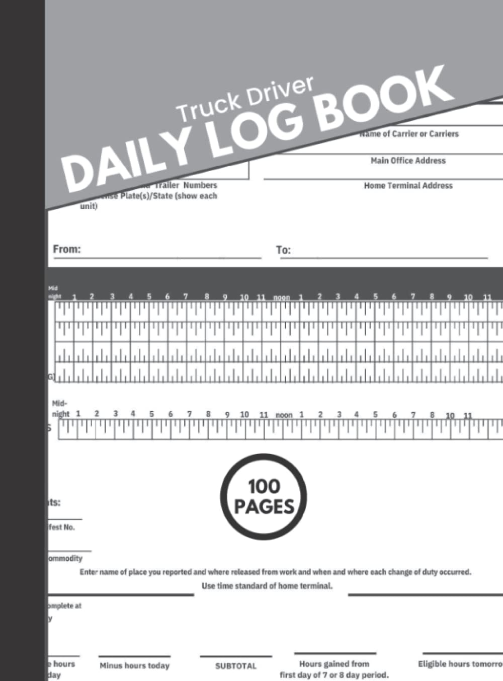 Daily Log Book For Truck Drivers | Trucker Dot Log Book | For Tracking ...