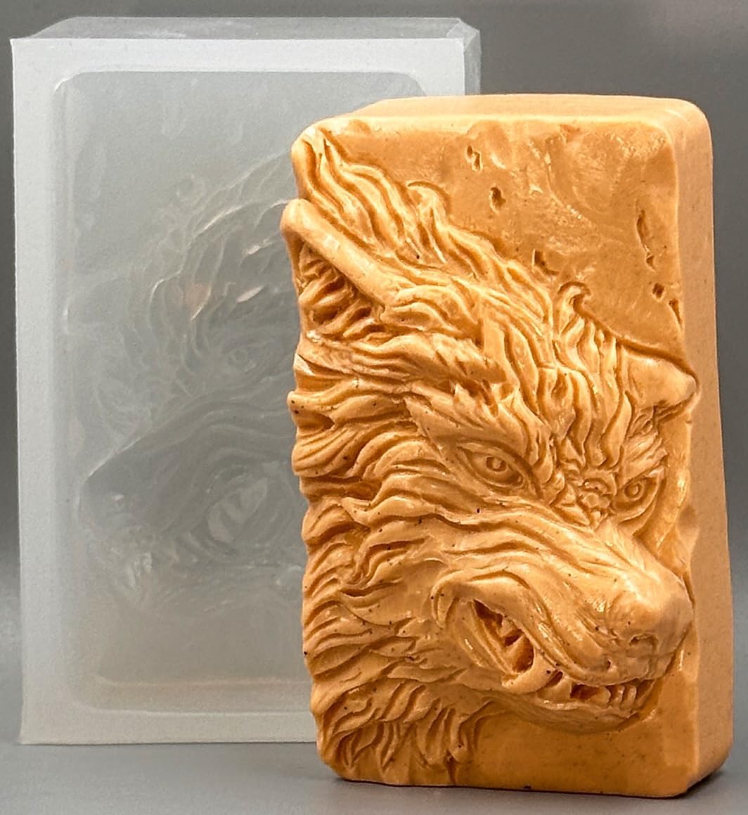 Amazon.com: Wolf Silicone Soap Mold – Detailed Wolf Head Casting Mold ...