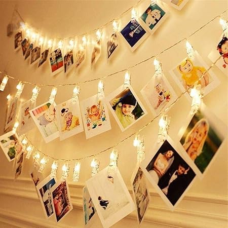 Amazon.com : Photo Hanging Clips String, 50 LED Photo Clips String ...