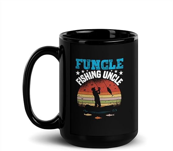 Amazon.com | Funcle Fishing Uncle Black Ceramic Coffee Mug - Cool Uncle ...