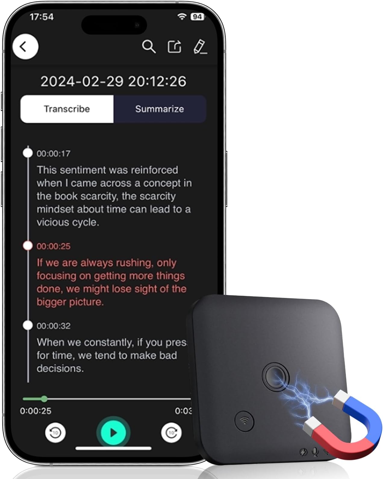 PLAUD NotePin IA Grabadora de Voz con Kit, Control por aplicación, IA ...