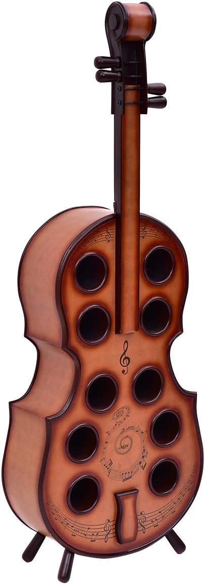 Amazon.com: Giantex 10 Bottles Wood Wine Rack Violin Cello Bottle ...