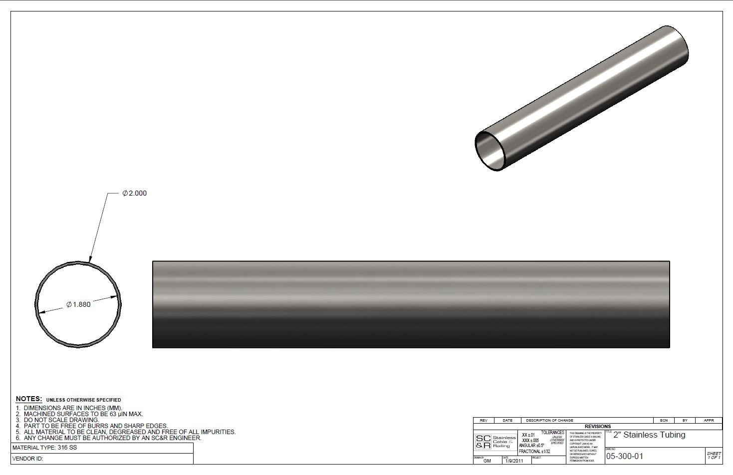 Brushed Stainless Steel Tube