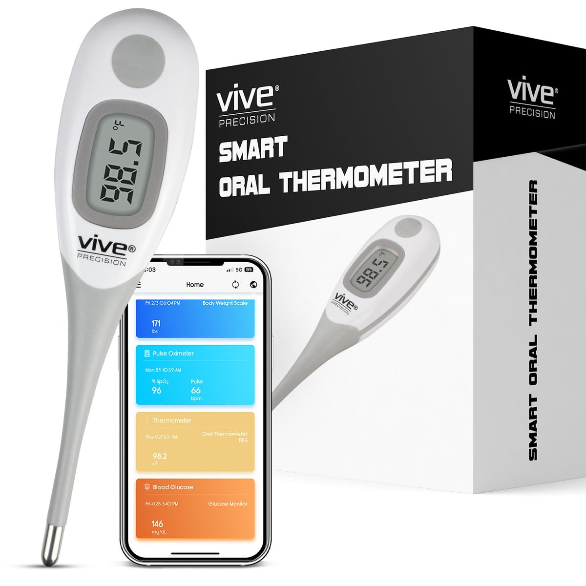 Amazon.com: Vive Precision Smart Oral Thermometer - FSA/HSA Approved ...
