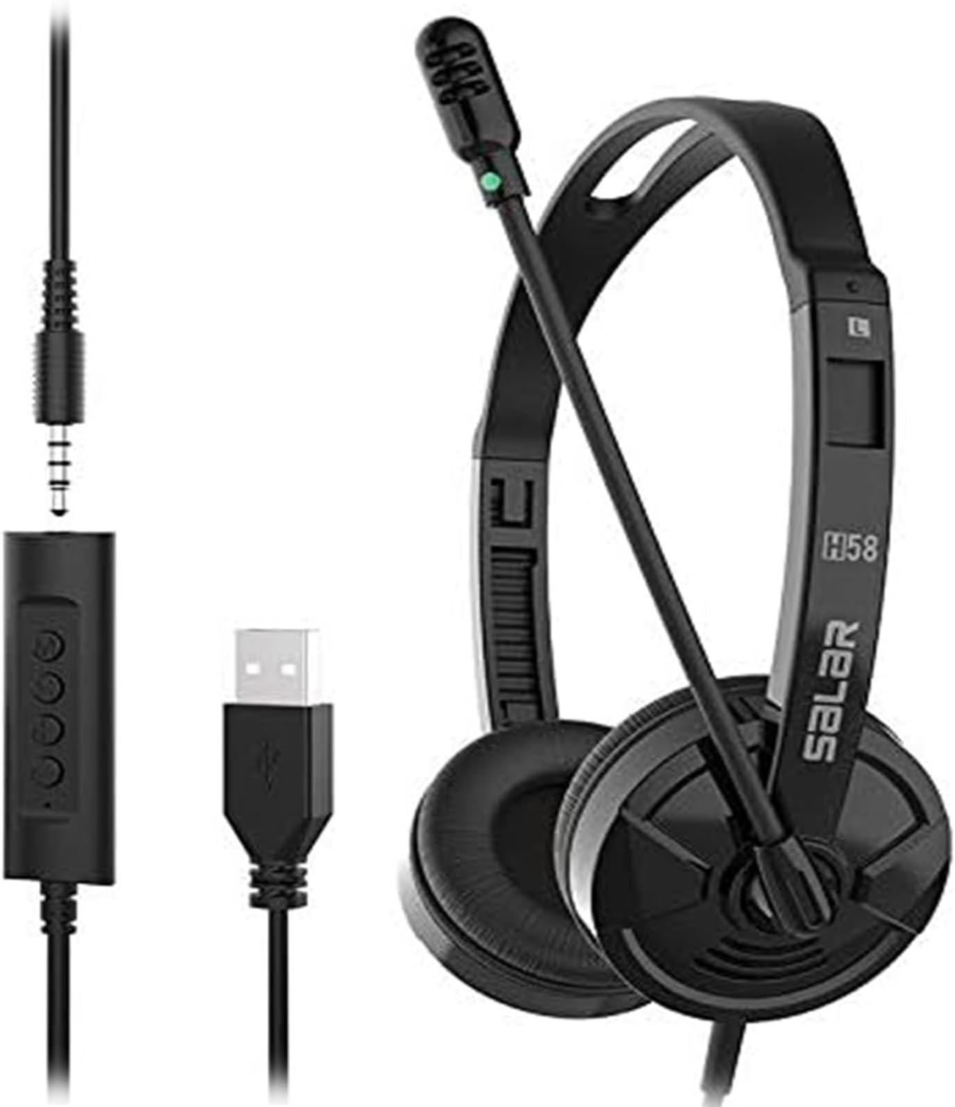 USB Headsets with Microphone for Laptop, Adjustable USB Headphones with ...