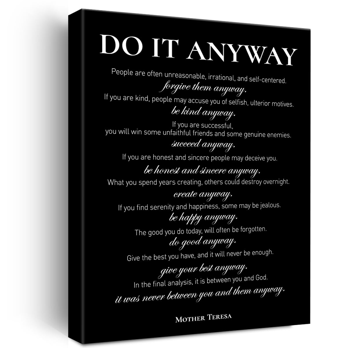 Amazon.com: Inspirational Canvas Wall Art Motivational Do It Anyway ...
