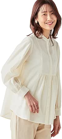 Amazon | [プチオンフルール] ストライプギャザー切替ブラウス レディス523236 レディース | シャツ・ブラウス 通販