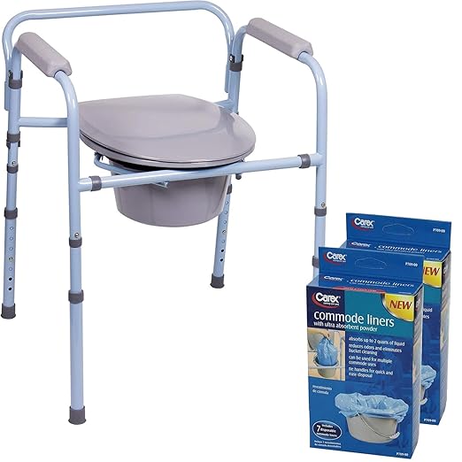Amazon.com: Carex 3-in-1 Folding Bedside Commode with 14 Pack Commode ...