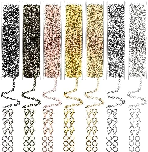 Amazon.com: 70Ft Jewelry Making Chains, 7 Colors 2mm Stainless Necklace ...