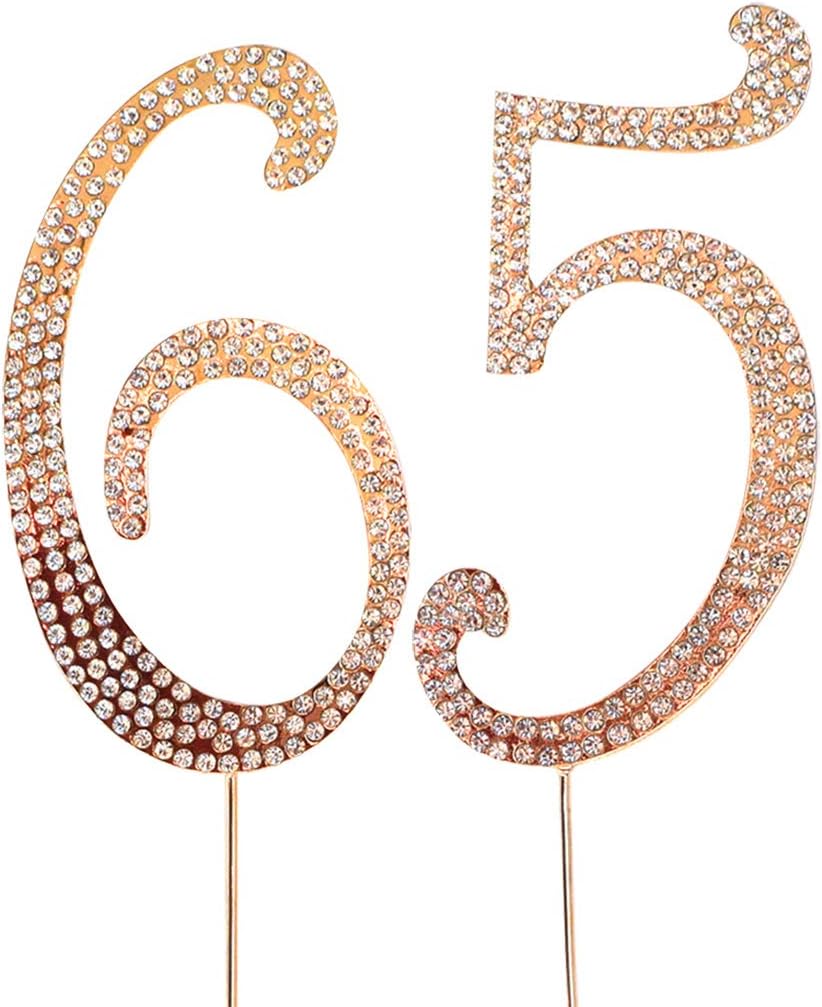 Amazon.com: MAGJUCHE Gold 65" Crystal Cake Topper, Number 65 ...