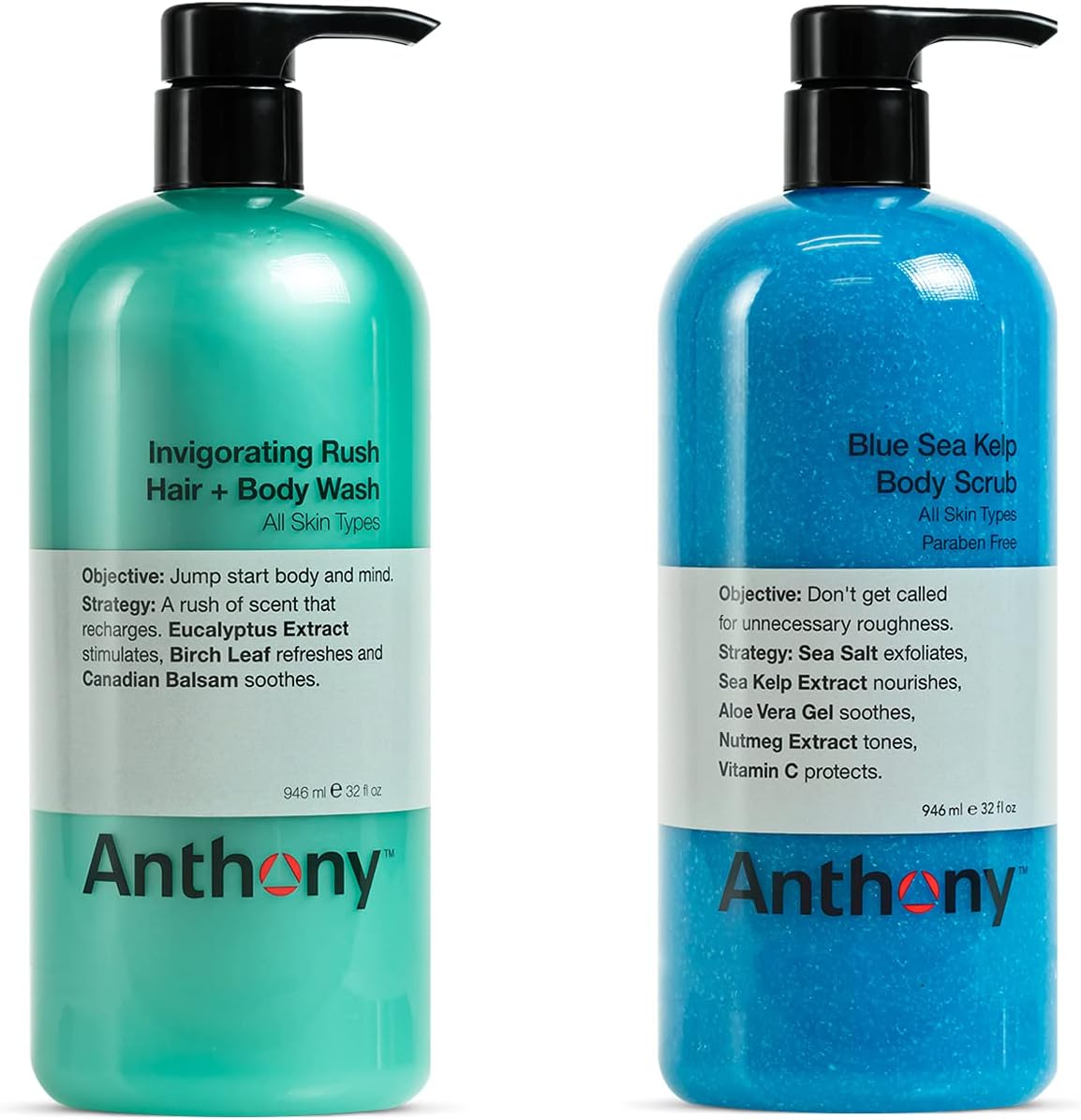 Amazon.com : Anthony Invigorating Rush Hair and Body Wash, 32 Fl Oz and ...