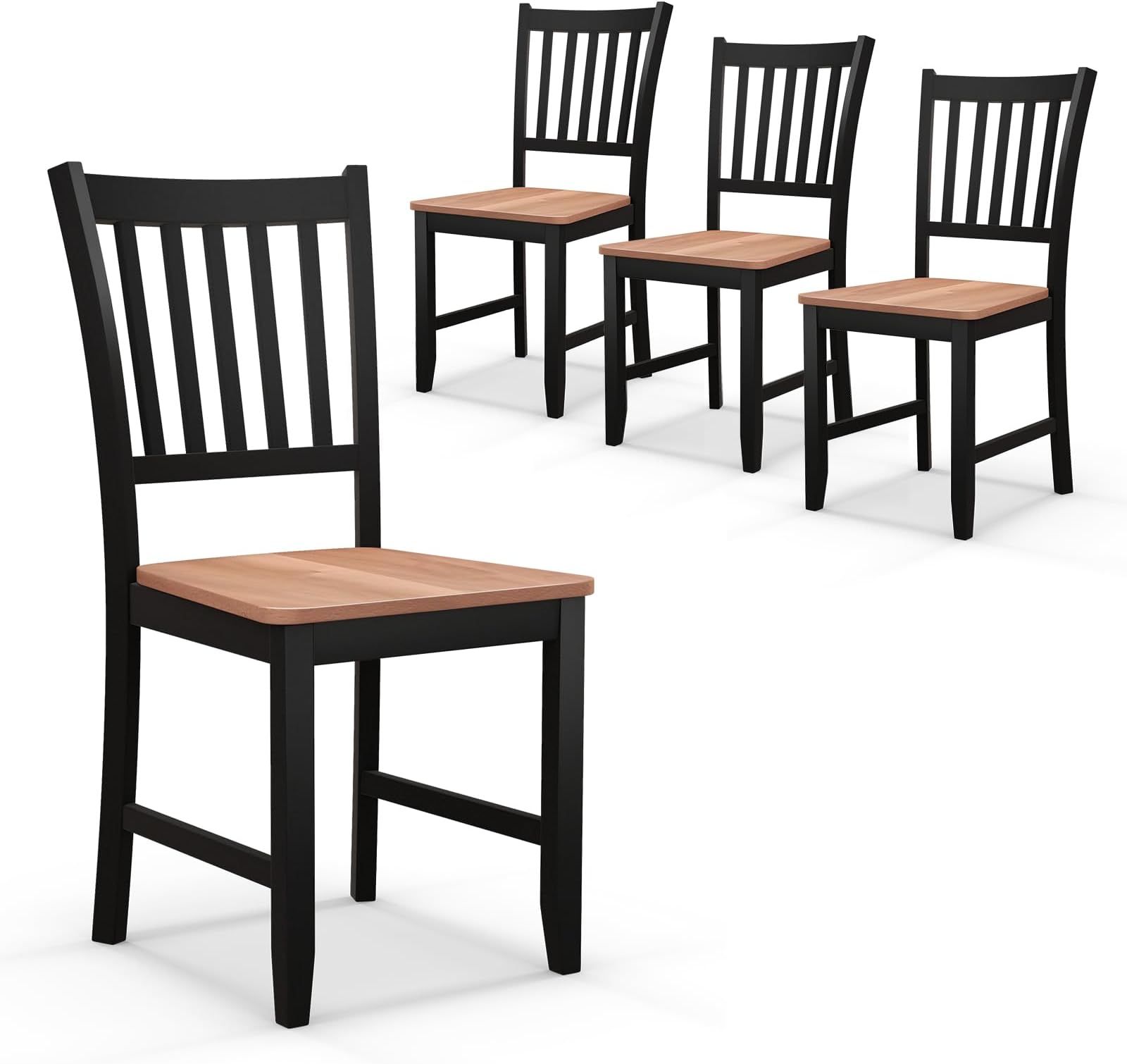 Amazon.com - Giantex Wooden Dining Chairs Set of 4, Farmhouse Kitchen Chair with Rubber Wood ...