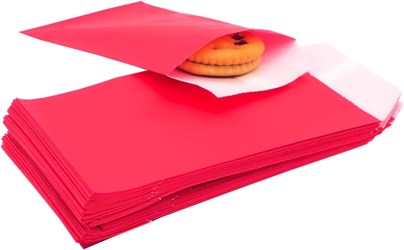 Amazon.com: Amsthow Red Paper Treat Bags 3.15 x 5.12 inch Small Wax ...