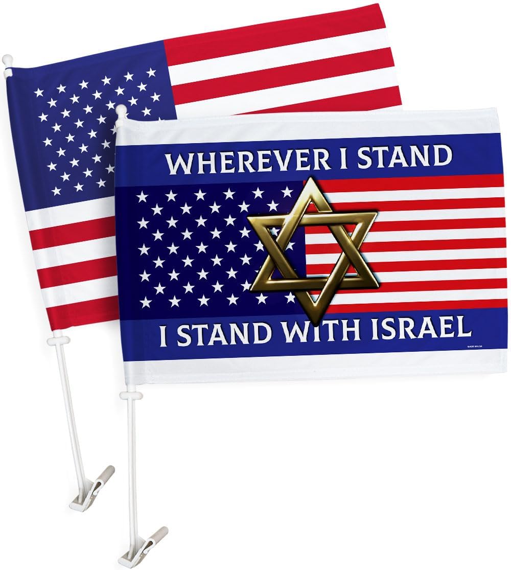 Amazon.com : Israel Flag I Stand with Israel American Flags for Car ...
