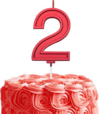 Amazon.com: Red 2 Number Birthday Candle for Cake, 2.76 Inch Number ...