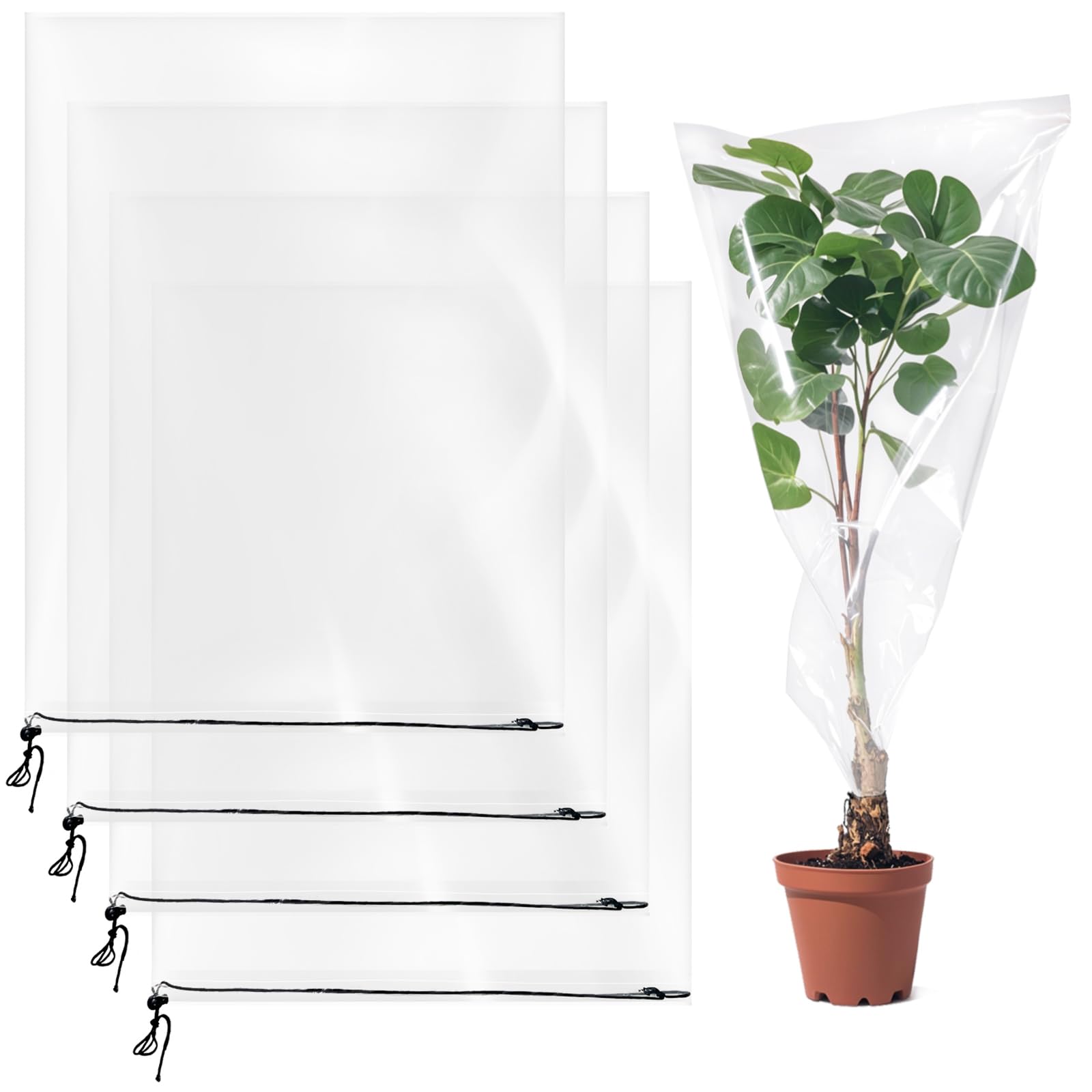 Amazon.com : 4 Pcs Winter Plant Film Cover with Drawstring-23.6’’x 31.5 ...