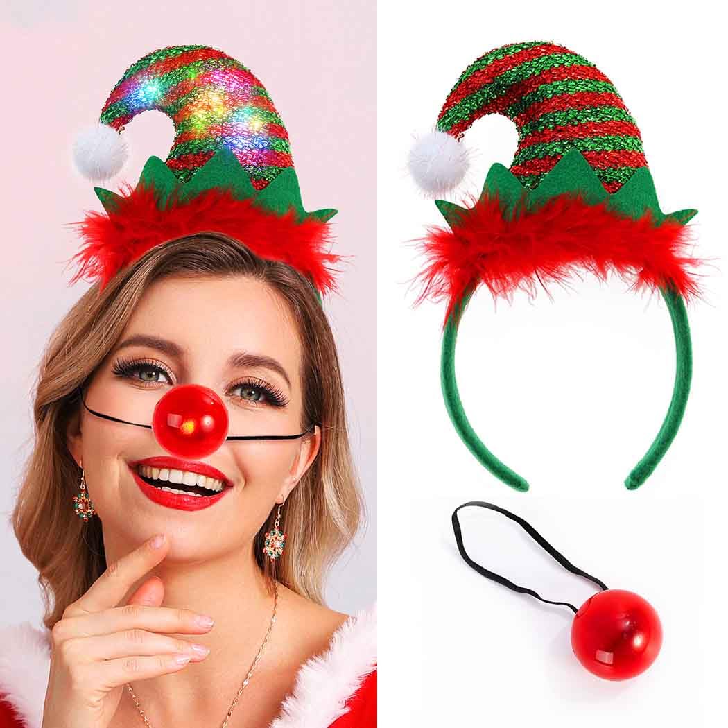 Amazon.com: DRESBE Light Up Christmas Headband Set LED Elves Headbands ...