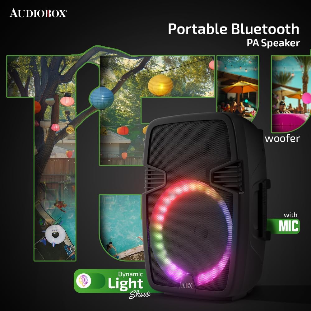 Audiobox ABX-160R 15-Inch Portable Bluetooth PA Speaker System User Manual