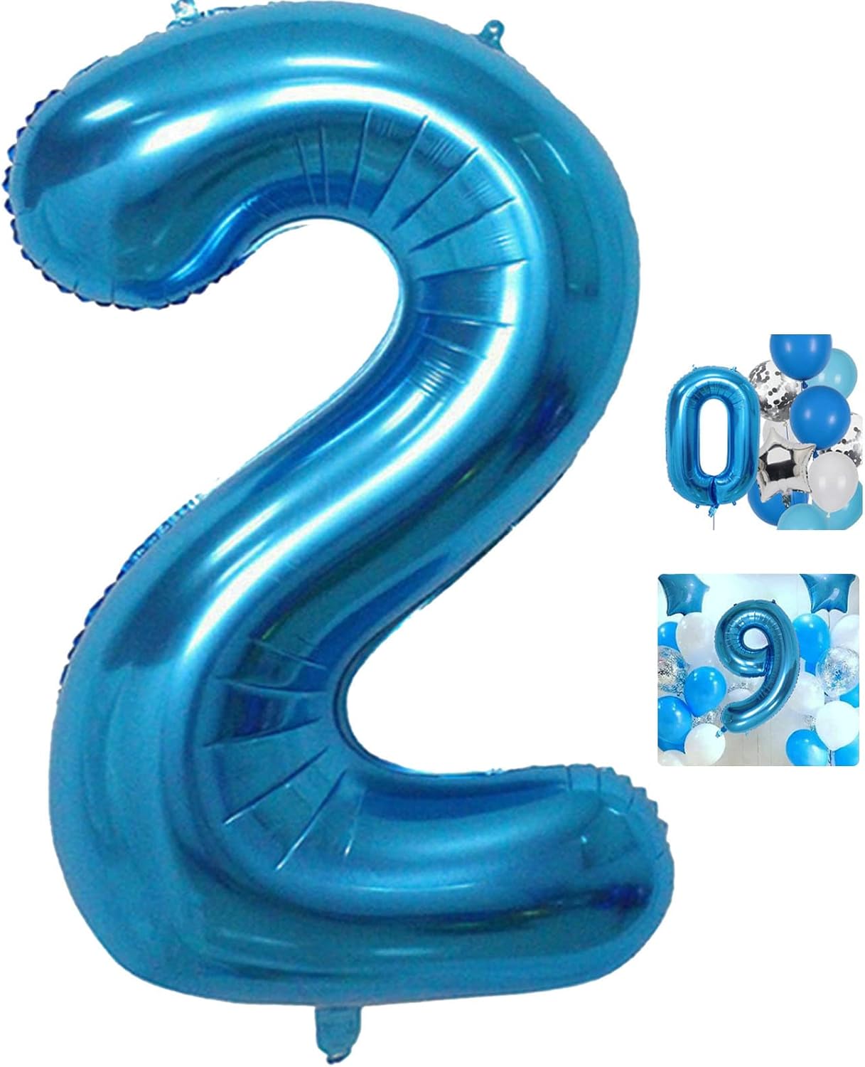 Amazon.com: 2 Number Balloon Blue 40 inch Big Foil Mylar 2nd Balloons ...