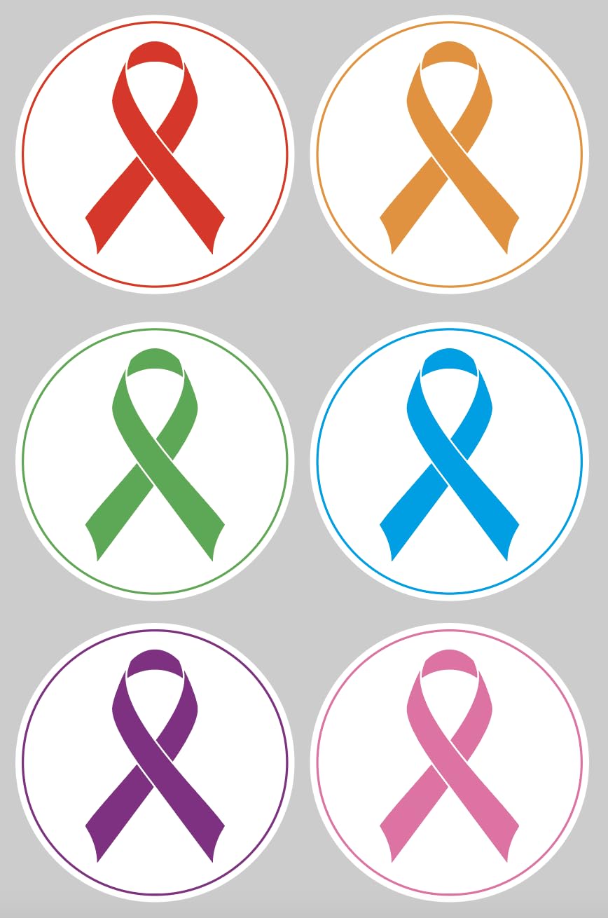 Amazon.com: 2 inch 6 Color 90PCS Ribbon Stickers Breast Cancer ...