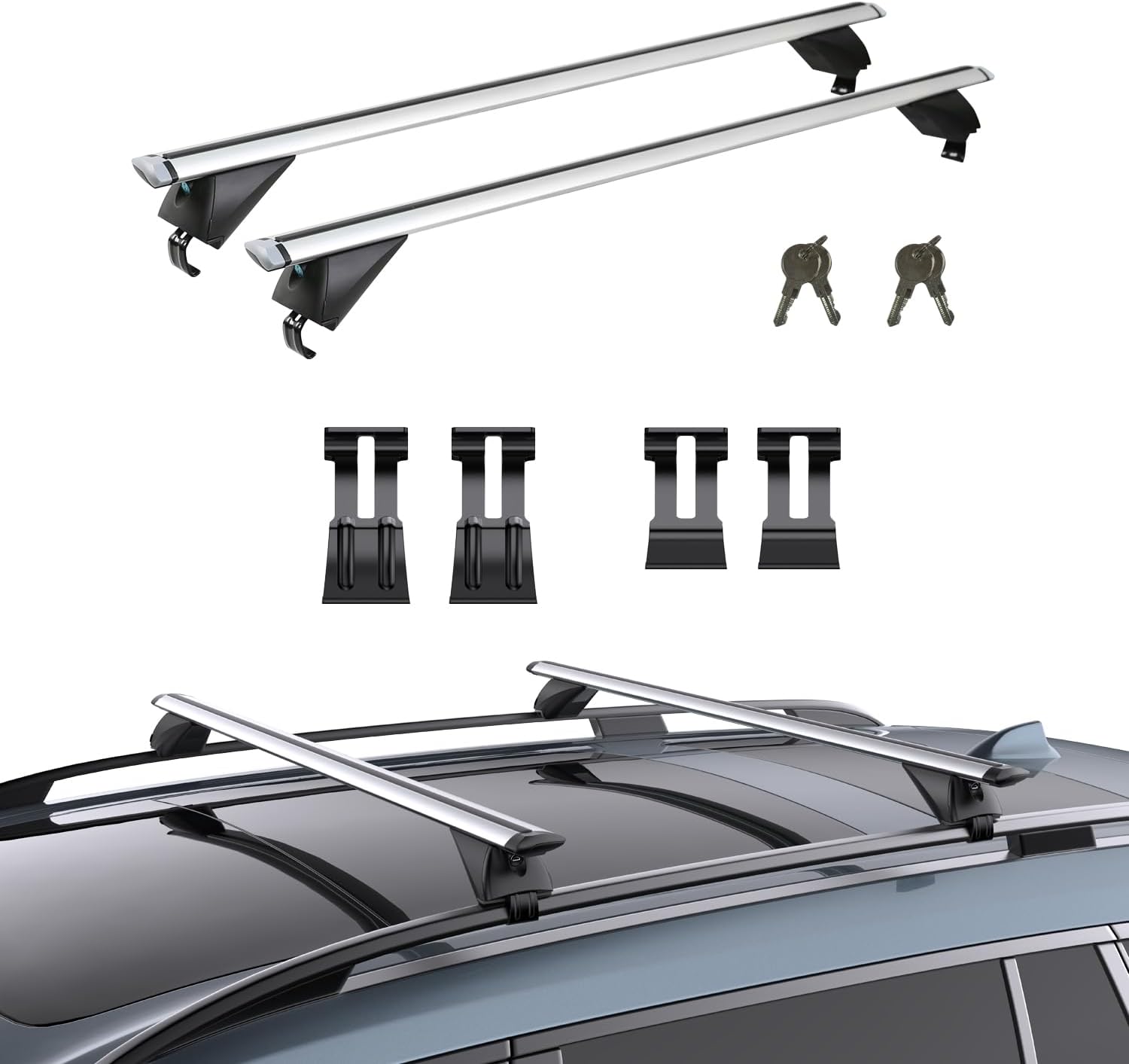 TANX Universal Roof Rack Cross Bars, 52" Aluminum Roof Rails with ...
