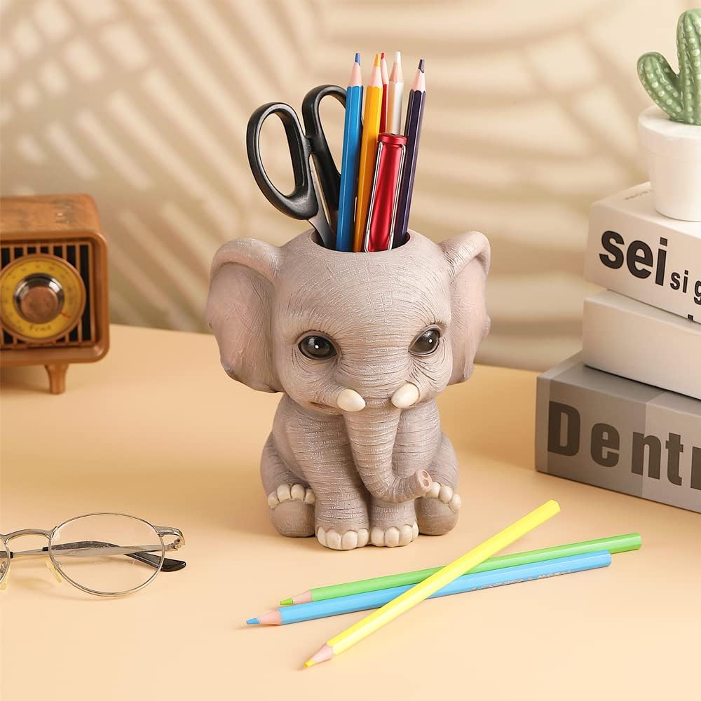 Amazon.com: Z-Color Resin Carving Elephant Pencil Holder Fashion ...