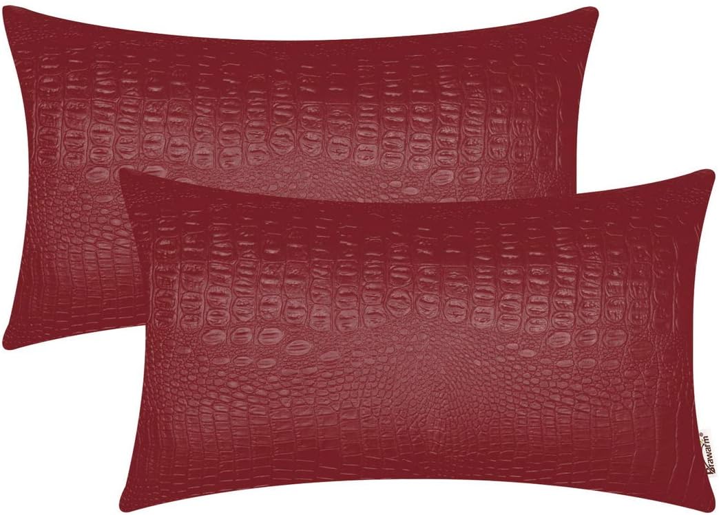 Amazon.com: BRAWARM Faux Leather Throw Pillow Covers 12 X 20 Inches ...