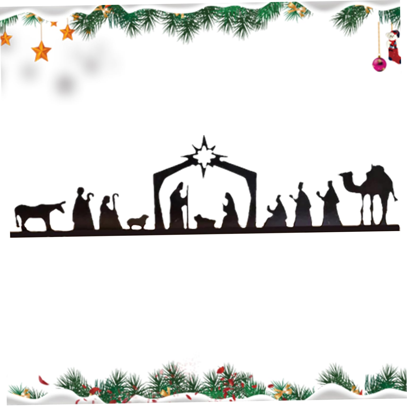 Black Christmas Decor Nativity Scene For Christmas Indoor Black Metal ...