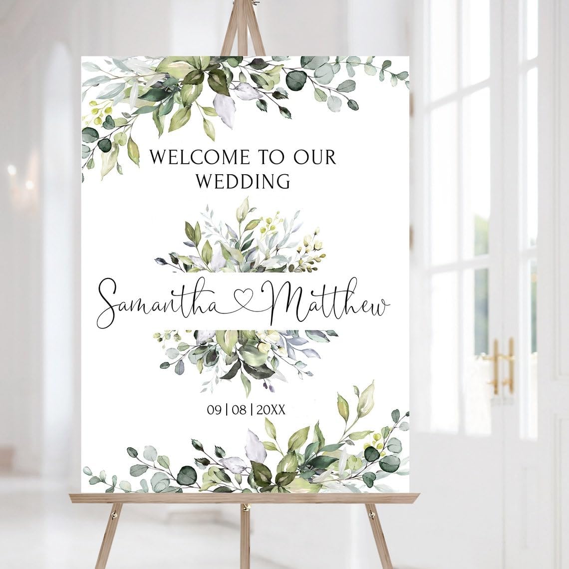 Amazon.com : Generic Editable Greenery Wedding Welcome Sign, Eucalyptus ...