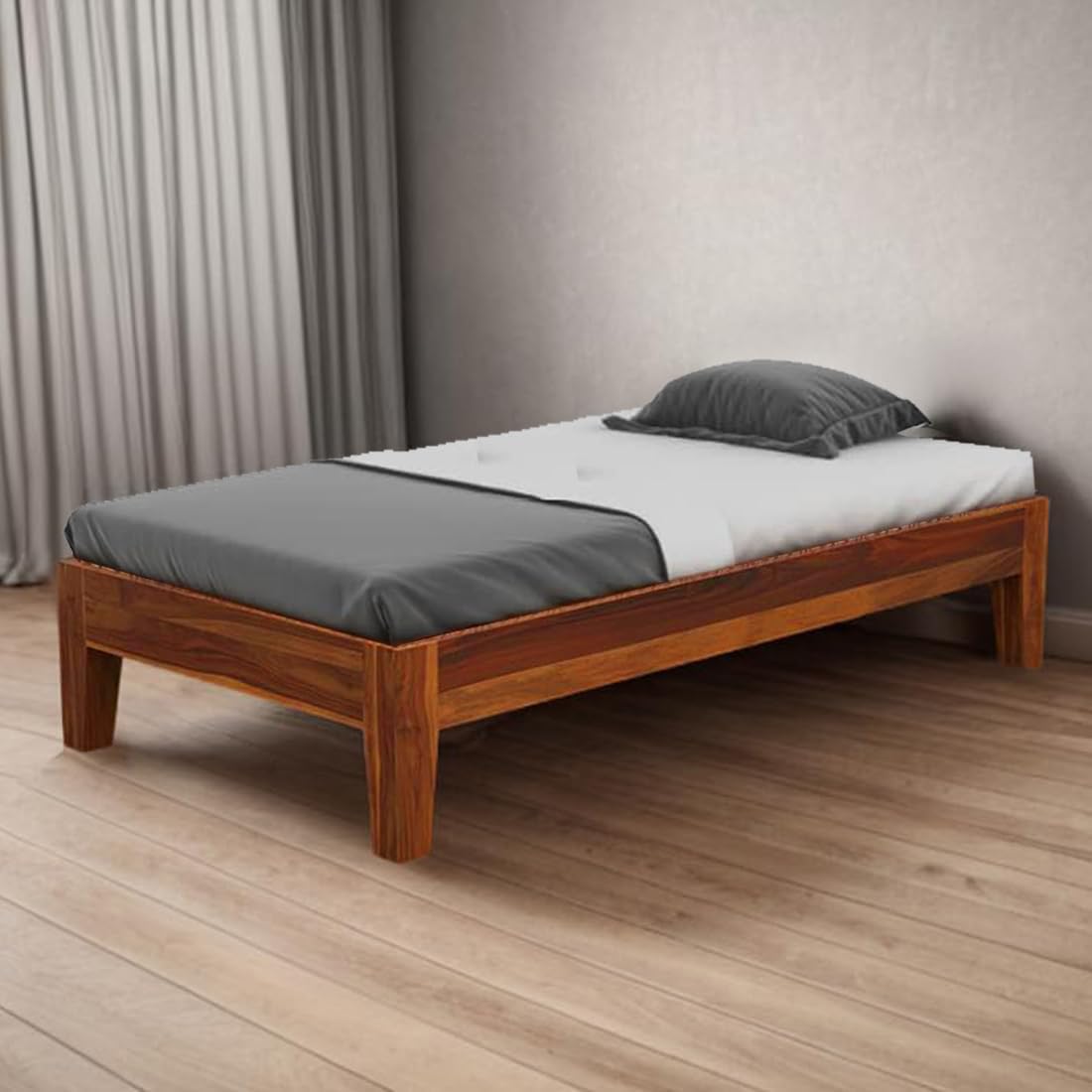 HANDWOODY Wooden Divan Bed for Living Room, Divan Single Bed for ...