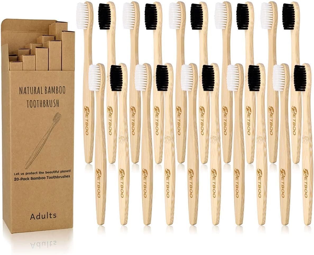 Amazon.com : ECOETBOO Bamboo Toothbrush Medium Adult, 20 Pack Family ...