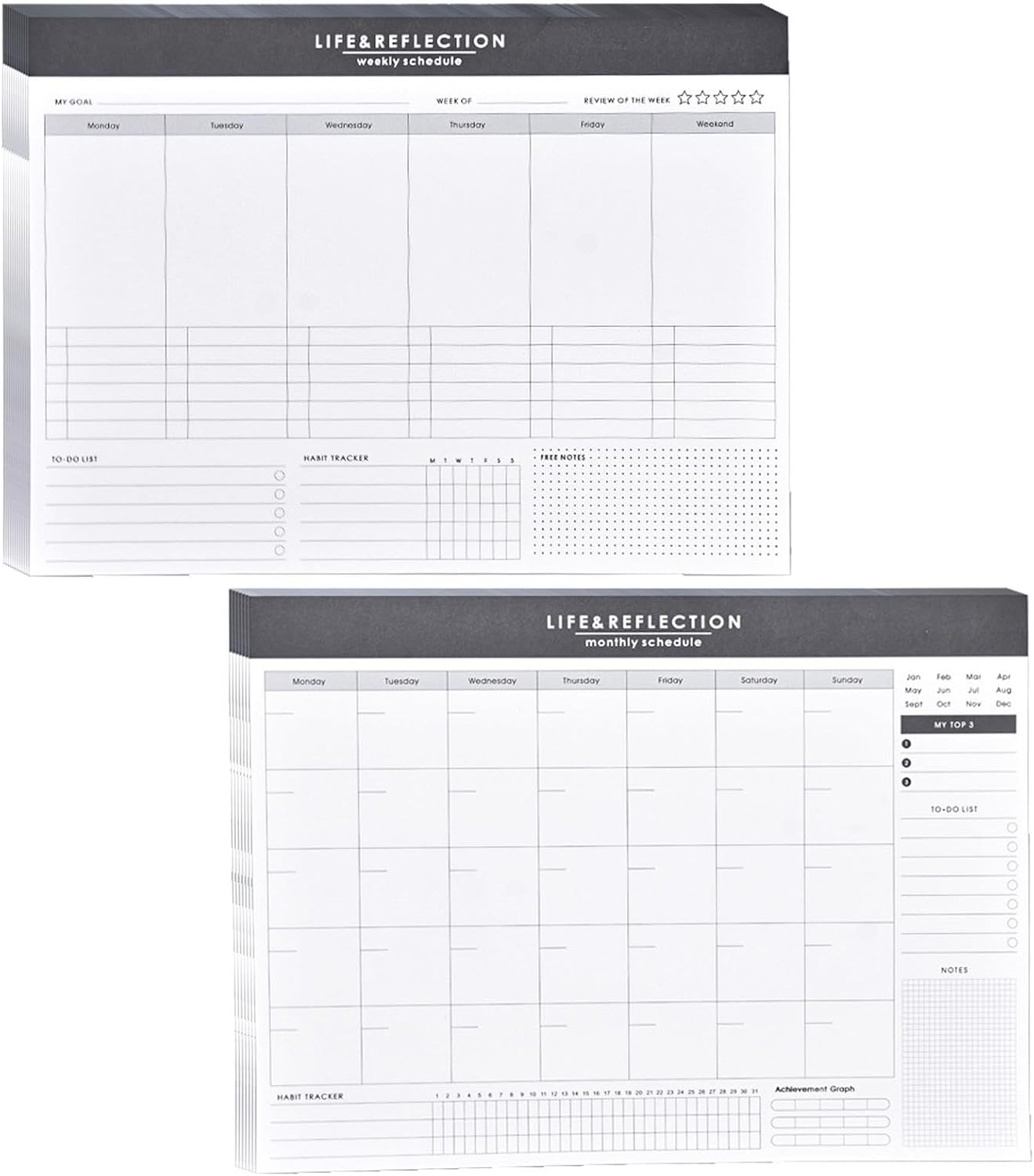 Weekly Desk Planner Pad & Monthly Planner Pad, 2 Pcs Undated Schedule ...